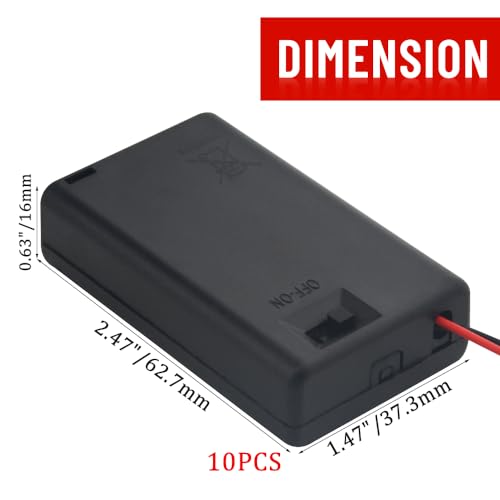 WMYCONGCONG 10 PCS 3 AAA 4.5V Battery Holder with Switch 3X 1.5V AAA Battery Holder with Leads