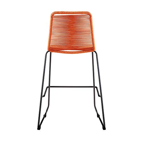 armen LIVING LCSTBABLTNG30 Shasta Outdoor Metal and Tangerine Rope Stackable Barstool, 30" Bar Height Set of 2