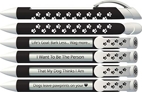 Greeting Pen Paw Prints Pens with Rotating Messages, 6 Pen Set (36591)