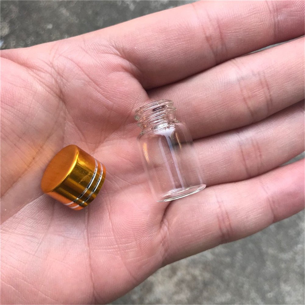 TAI DIAN 2ml Mini Glass Bottles Crafts Cute Bottles Aluminum Cover Empty Wishing Gift Bottles Jars Decorate 24 units (24, 2ml)