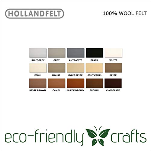 Holland Felt - 100% Merino Wool Felt - Neutrals and Browns - 1mm Thick - 20cm x 30cm Single Sheet (Beige Brown-35, 20cm x 30cm)