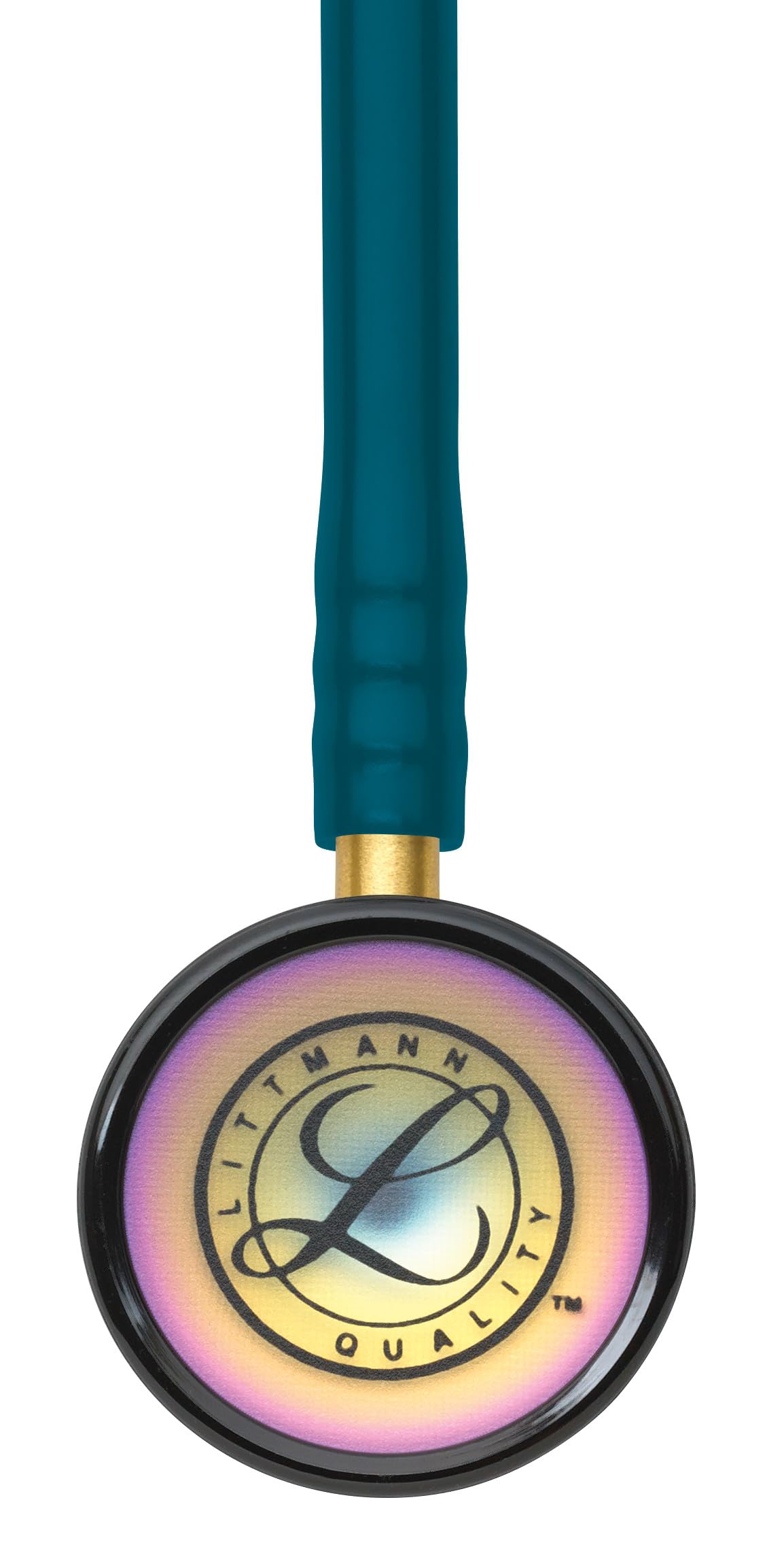 3M Littmann Classic II Pediatric Stethoscope, 2153, Stainless Steel Rainbow-Finish Chestpiece, 28" Caribbean Blue Tube, Brass Stem, and Headset