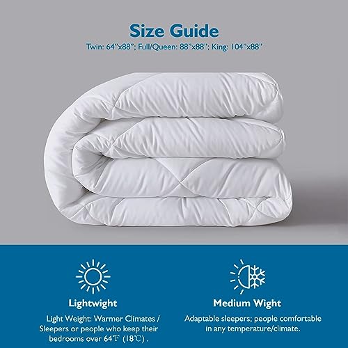 Dafinner Lightweight Full Queen Bed Comforter, Cooling All-Season Duvet Insert, White Plush Bio-Base Down Alternative Quilt Bed Blanket for Summer Warm Weathers/Hot Sleepers
