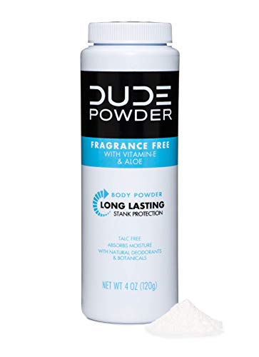 DUDE Body Powder - Fragrance Free 4 Ounce (3 Bottle Pack) Natural Deodorizers With Chamomile & Aloe, Talc Free Formula, Corn-Starch Based Daily Post-Shower Deodorizing Powder for Men