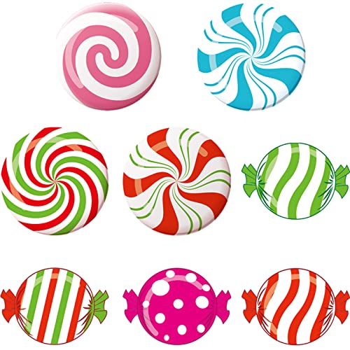 Candyland Party Decorations Candy Cutouts Christmas Bulletin Board Decorations Colorful Peppermint Candies Cutouts with Glue Point Dots for Classroom School Christmas Party, 5.9 x 5.9 Inch (72 Pieces)