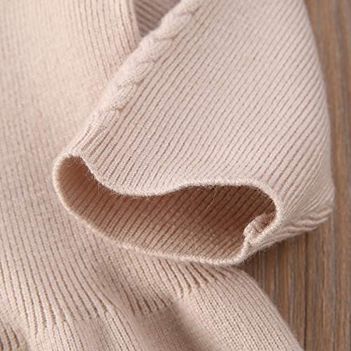 Merqwadd Infant Toddler Baby Girl Warm Romper Solid Longsleeve Knit Sweater Winter Rompers (Knitted Romper-Apricot, 6-12 Months)