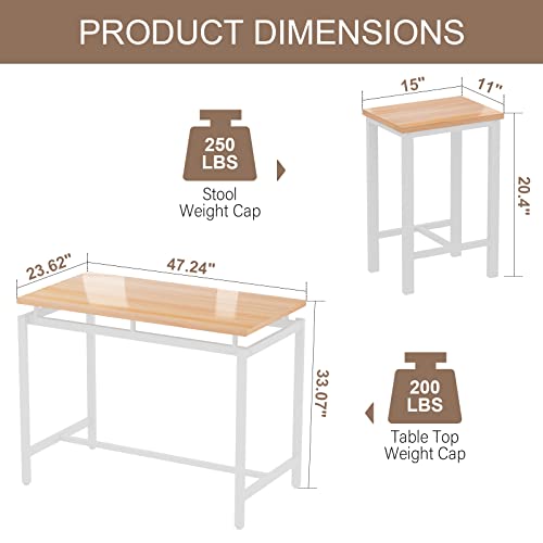 AWQM Bar Table Set,5 Pcs Dining Table Set,Counter Height Table with 4 Chairs,Industrial Kitchen Table and Chairs for 4, Wood Pub Table Set, Dining Room Table Set for Small Spcace,Beige