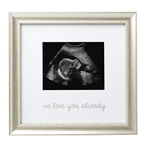 Lil Peach We Love You Already Sonogram Keepsake Frame, Perfect Keepsake for Expecting Parents, Pregnancy Announcement, Silver