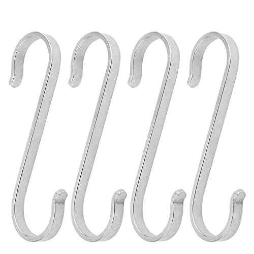 MroMax 304 Stainless Steel S Hooks,77mm/3.03" Silver S Shaped Hook Hangers for Kitchen Bathroom Bedroom Storage Room Office Outdoor Multiple Uses,with Bayonet 4Pcs