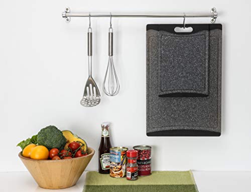 Home & Kitchen Essentials Cutting Boards, Extra Large (17.75" x 11.75") and Medium (11.75" x 7.75"), Reversible, Marble Granite Gray, BPA Free, Dishwasher Safe, Easy-Grip Handle and Non-Porous