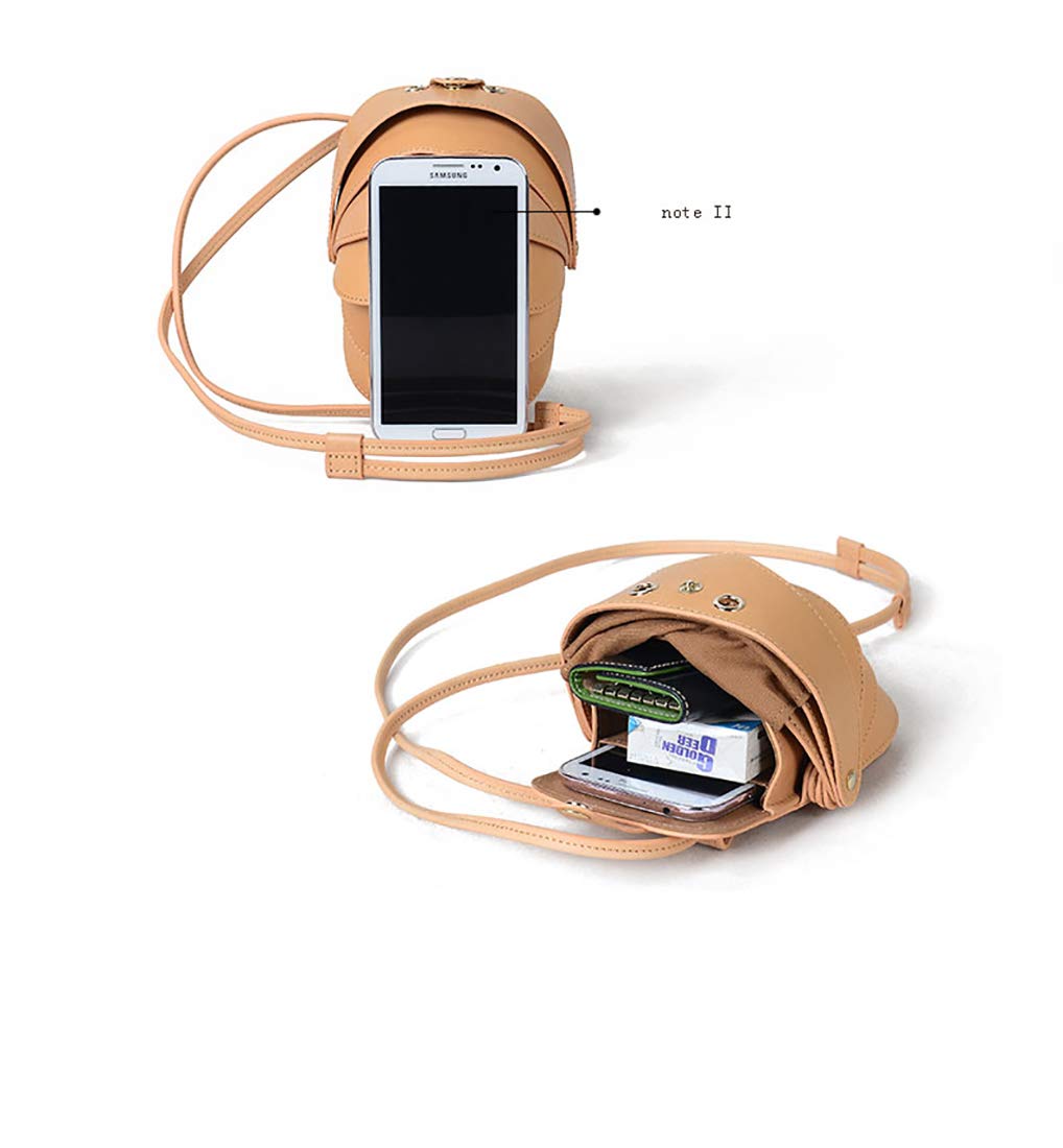 AUMI 4 Cellphone Crossbody Tan Beetle Bag Mini Cell Phone Purse Genuine Leather
