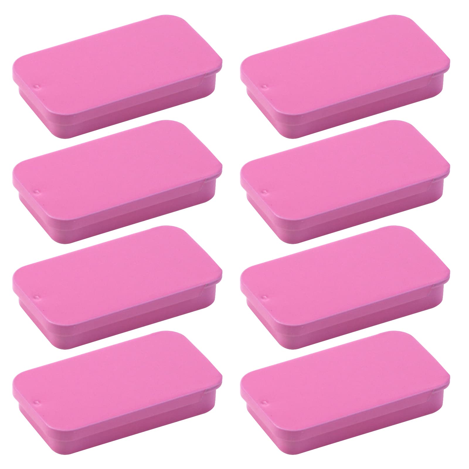 Tighall 8PCS Metal Slide Top Tin Containers Rectangle Tin Box Empty Storage Tins for Lip Balm Candles Crafts Candies Jewelry (2.2"*1.1"*0.4",Pink)