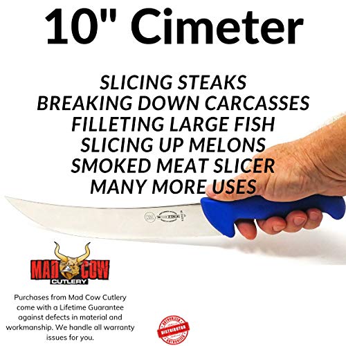 F. Dick Ergogrip 10 Inch Cimeter With Diammark Dual Action Knife Sharpener - High-Carbon Stainless Steel Blade - Ergo Handle - Professional Butcher Knife - Knife Made In Germany