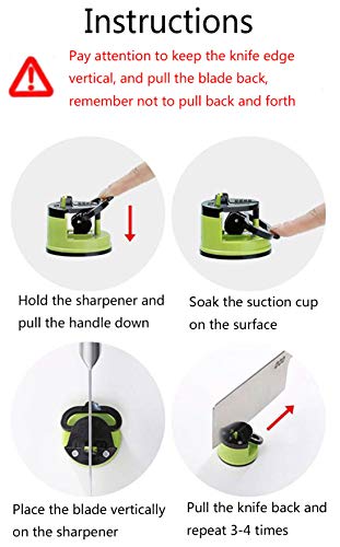 MS.CLEO 2 Pack Cup sharpener - Knife Sharpener, Kitchen Knife Sharpener with Suction Cup, Sharpens Dull Knives Quickly (Red + Green)