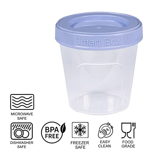 ARNO Food Containers Screw Seal Lid Twist Top Storage Organizer Twist Cap 11.8 OZ Set of 6 BPA Free