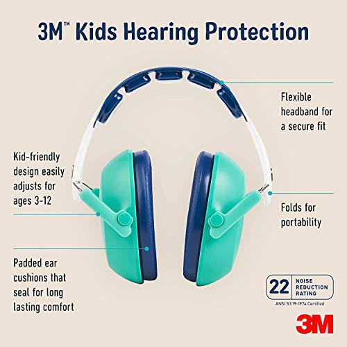 3M WorkTunes Connect + AM/FM Hearing Protection & 3M Kids Hearing Protection, Green