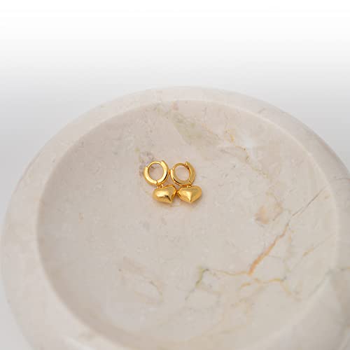 Dainty Puffy Heart Huggie Hoop Earrings • Gold Silver Rose Hoops • 3D Heart • Love Heart Dangle Earrings • Gift for Her • Minimalist 274