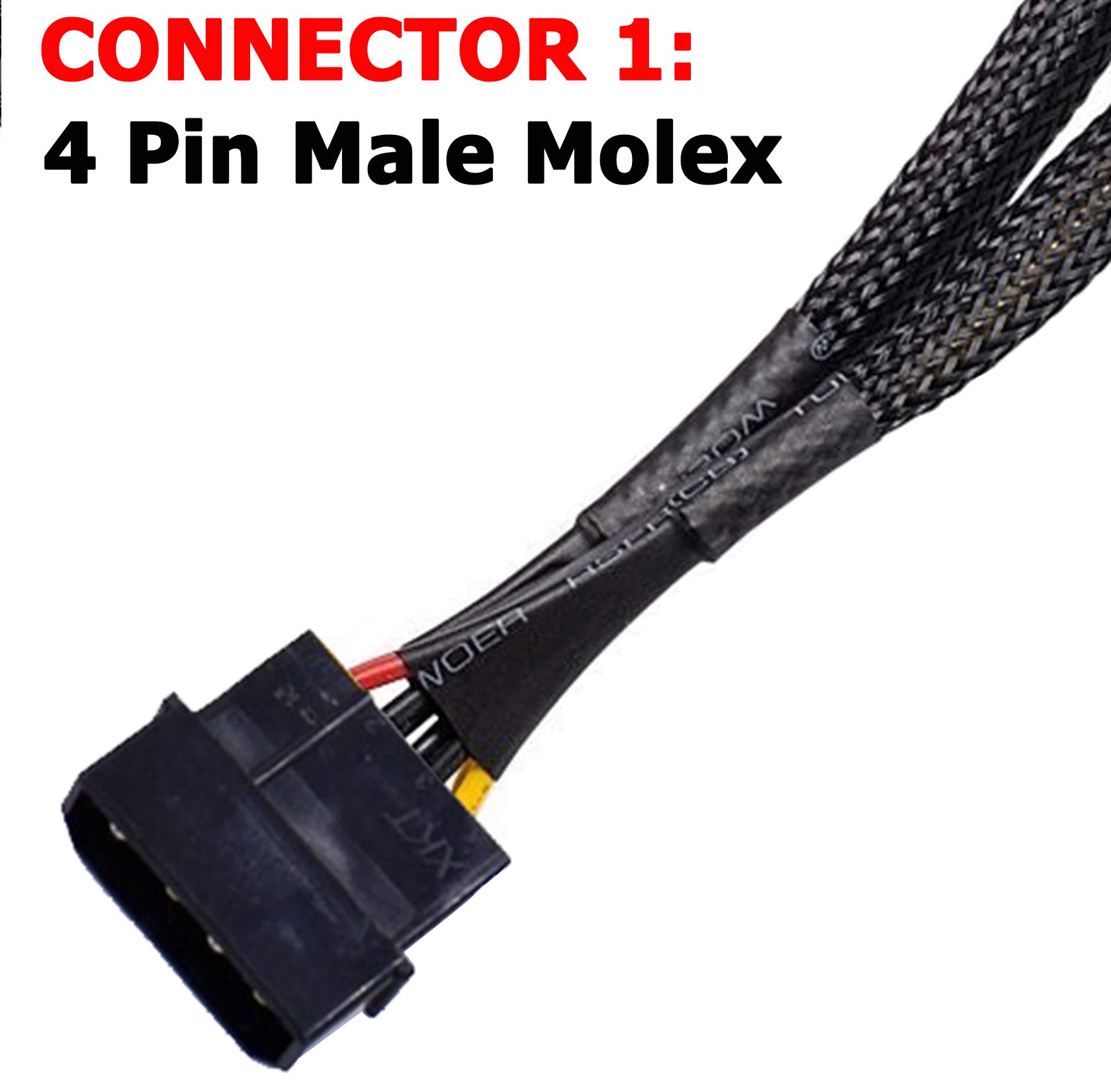 TeamProfitcom 4 Pin Male IDE Molex to Dual 15 Pin Female SATA Power Splitter Converter Adapter Cable Hard Drive HDD SSD Extension Cable Sleeved Braided 8 Inches (2 Pack)