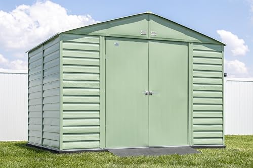Arrow Select 10' x 8' Outdoor Lockable Steel Storage Shed Building, Sage Green