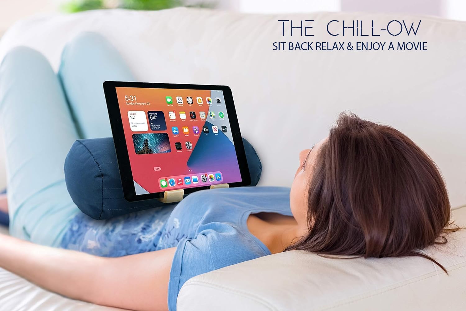 The Chill-ow iPad Organic Buckwheat Pillow Stand: The Ultimate Hands-Free Solution for Any Tablet or Phone. Perfect for Couch, Bed, or Table Use. (Black)