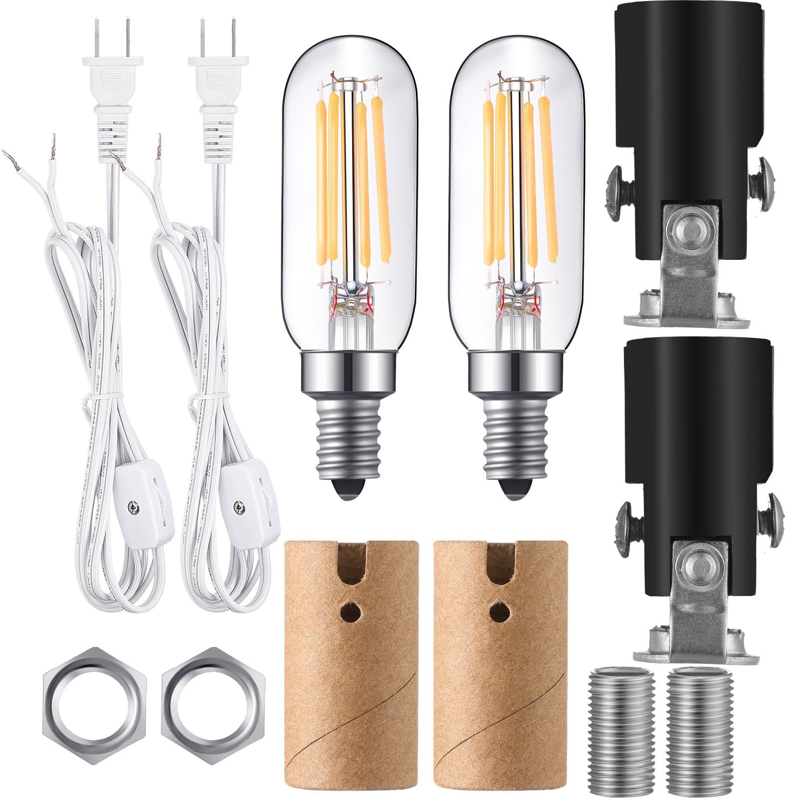 Baquler Medium Christmas Tree Wiring Kit, with 4 Watt LED Bulb, Ceramic Christmas Tree Replacement Lights, E12 Candelabra Base, Lamp Wiring Kit Nice for Desk Lamp Lighting and DIY Projects (1)