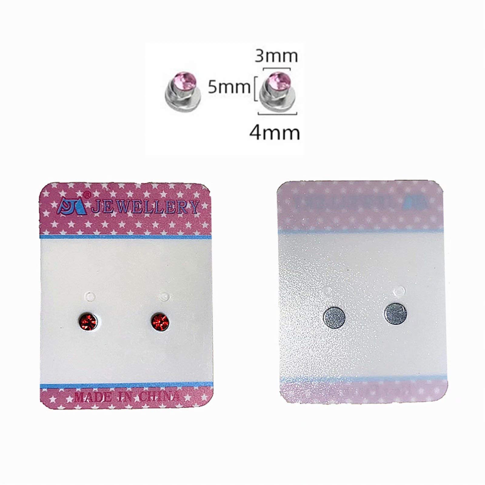 3mm Crystal Magnetic Stud Earring Magnet Nose Ear Lip Stud for Unisex Non Piercing Tragus Nose Stud(8 Pairs Multi)