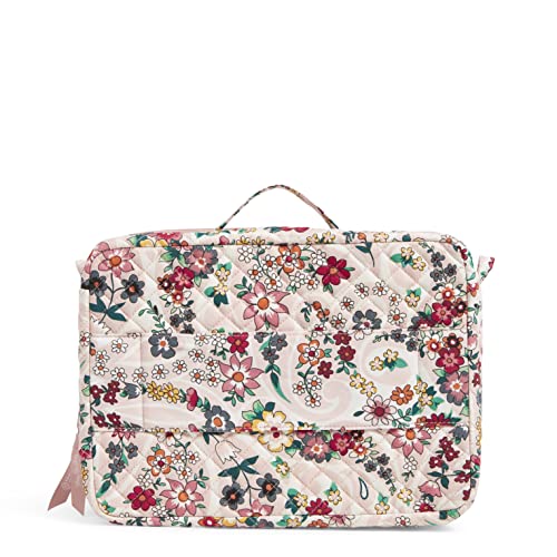 Vera Bradley Women's Cotton Grand Vanity Toiletry Makeup Organizer Case, Prairie Paisley - Recycled Cotton, One Size