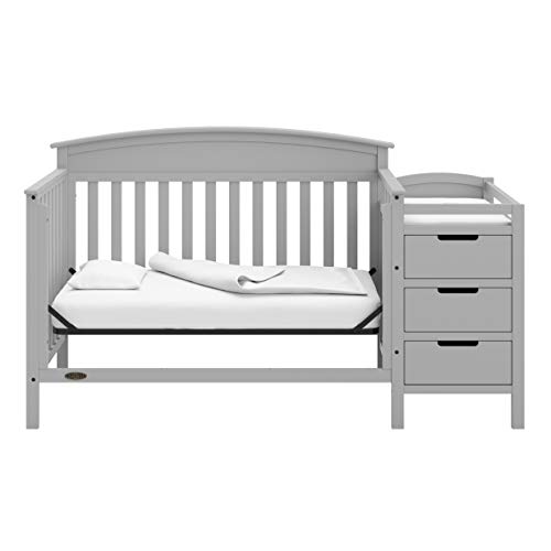 Graco Benton 5-in-1 Convertible Crib and Changer (Pebble Gray) β Crib and Changing Table Combo, Includes Water-Resistant Changing Pad, 3 Drawers, Converts to Toddler Bed, Daybed and Full-Size Bed