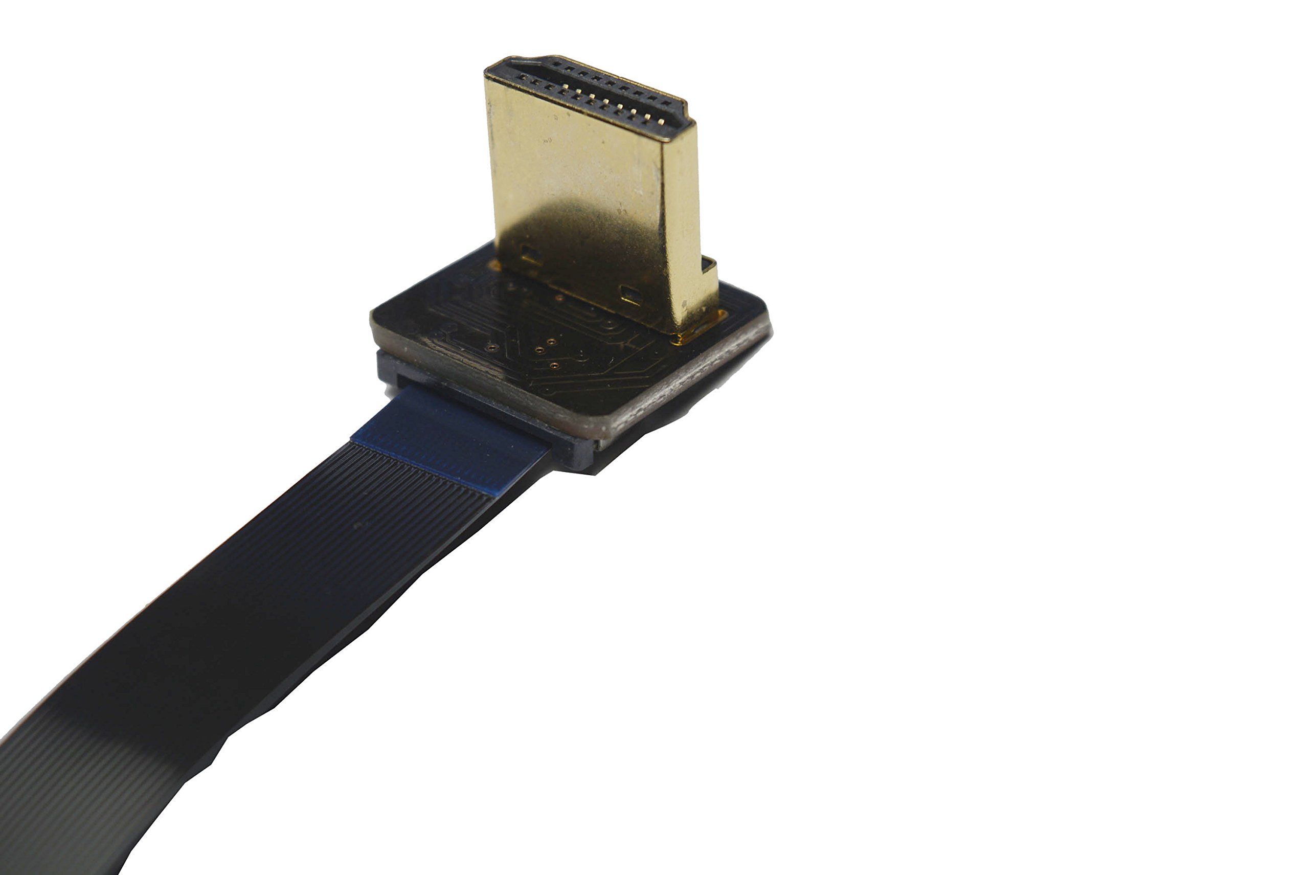Short Flat Slim Thin HDMI FFC FPV HDMI Cable Standard HDMI Female Plug to Standard HDMI Male 90 Degree Compatible with RED blackmagic BMCC Sony FS7 Canon C300 Black 10cm