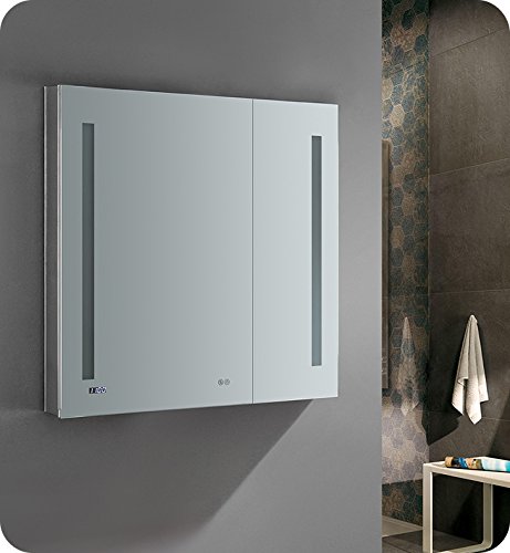 Fresca Tiempo 36" Wide x 36" Tall Bathroom Medicine Cabinet w/LED Lighting & Defogger