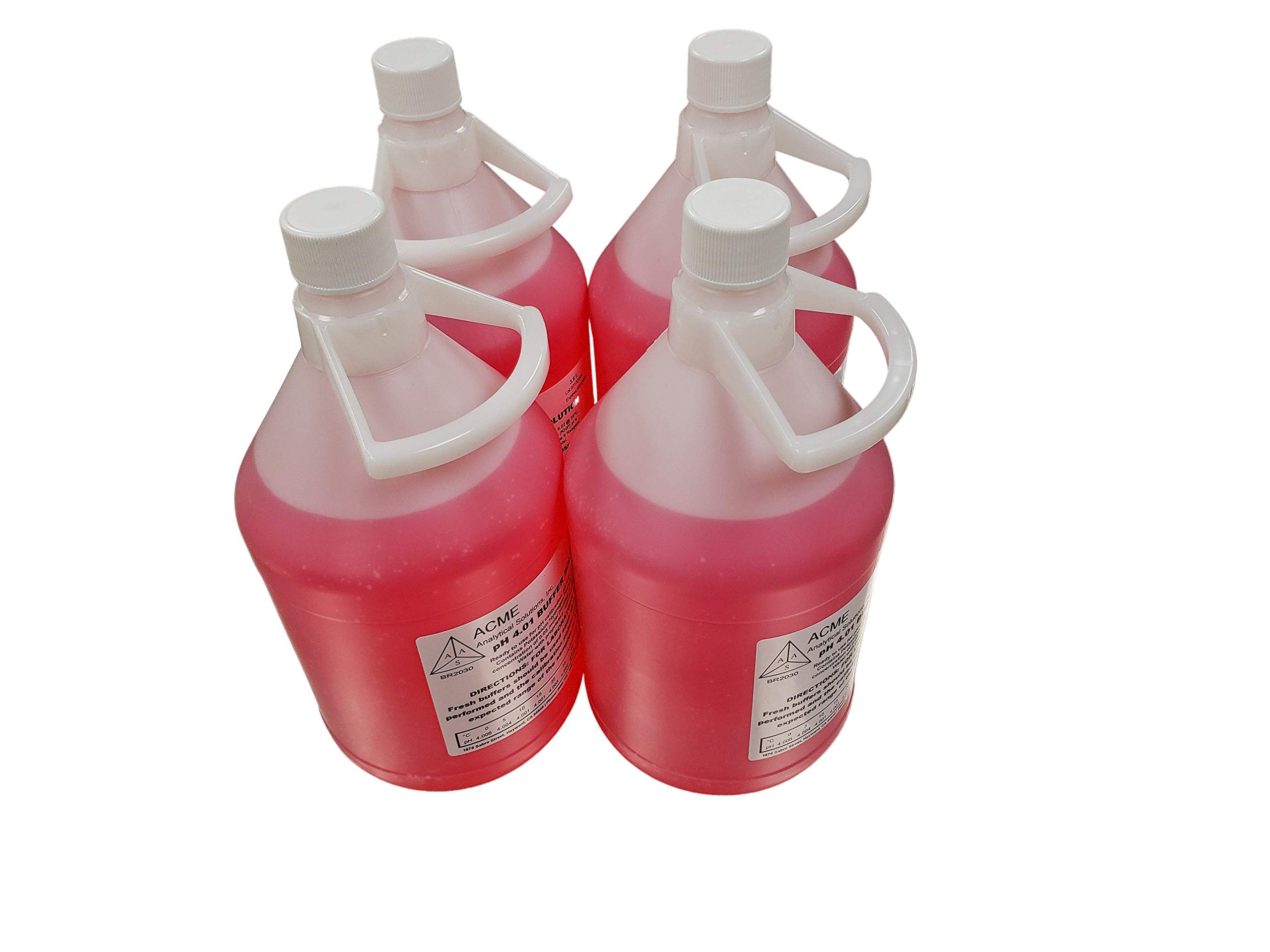 Acme Analytical Solutions pH 4 Buffer Solution, pH Calibration Solution, 4 Gallons, pH Meter Calibration Solution, NIST Traceable Reference Standard, Designed for All pH Meters, 4 x 3.8 L