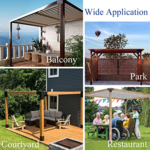 Flieeya Pergola Kit Black Elevated Wood Stand Kit with Steel Brackets, 8PCS Woodwork Pergola Hardware Kit with Powder Coated Steel Brackets for 6X6 Lumber, 3-Way 90 Degree Corner