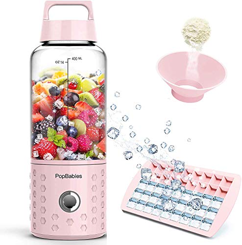 Portable Blender, PopBabies Personal Blender, Smoothie Blender. Rechargeable USB Blender Corolina Blue & Princess Pink & Apple Green