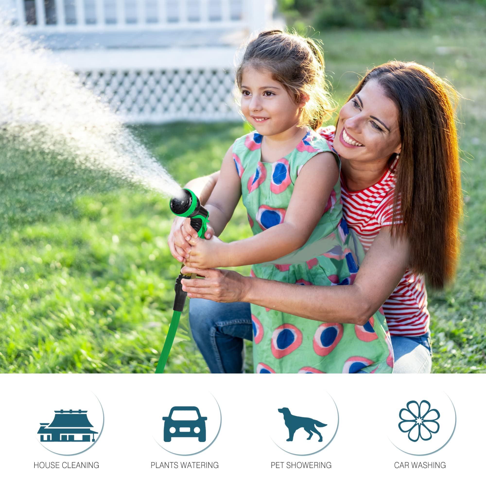 25ft Garden Hose Expandable Water Hose with 4 Layer Latex Core & 3/4 inch Solid Brass Fittings, Flexible Lightweight Water Hose Pipe, Lightweight & No-Kink Flexible Hose for Yard Washing