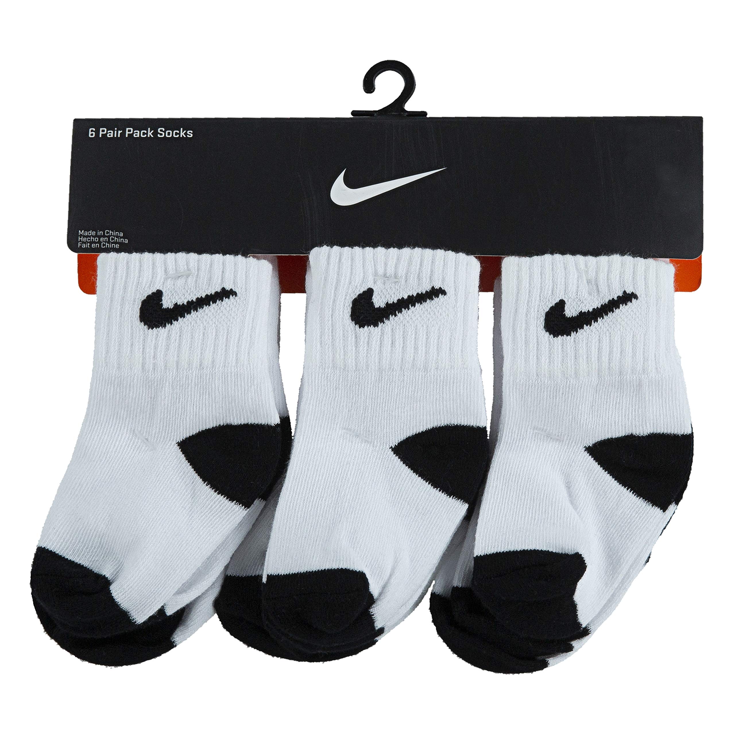 Nike Baby Boys' Ankle Socks (6 Pairs), White/Black, 12/24M