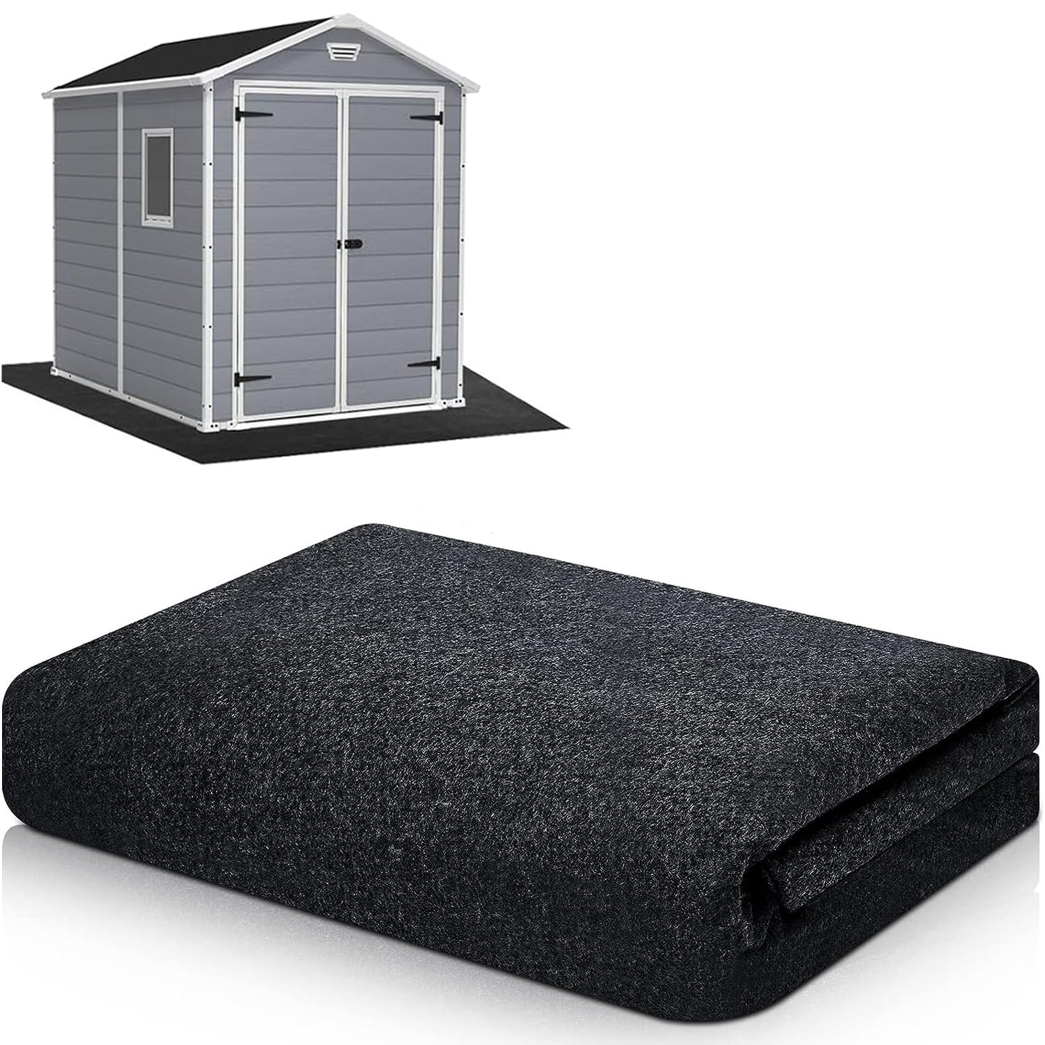 Hokoad 5.3 x 3.3 FT Outdoor Storage Shed Floor Mat, Waterproof Storage Shed Flooring Mat Anti-Slip Patio Furniture Floor Mat Washable with Non Slip Backing