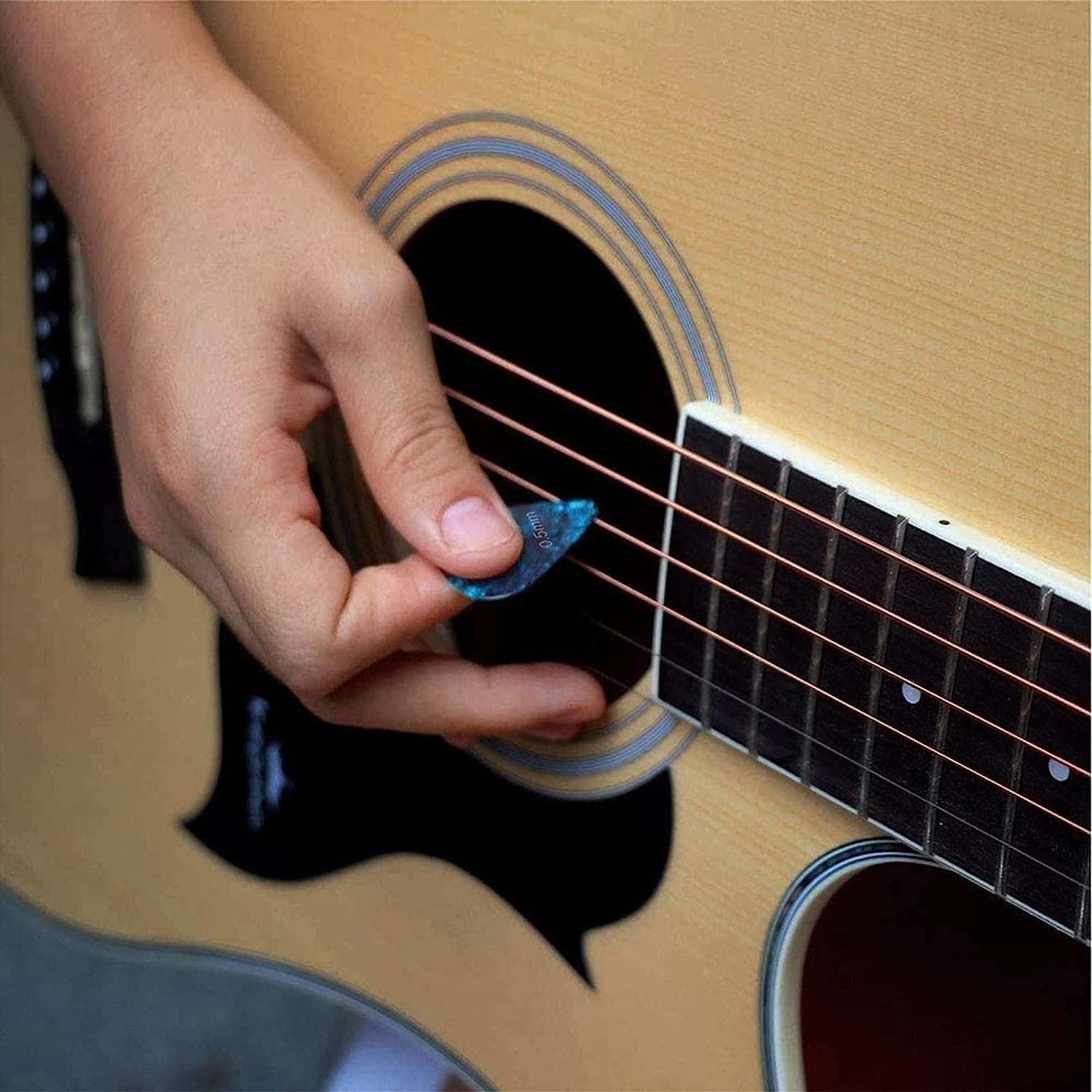 60 Pack Guitar Picks with Organizer Storage Box, 0.5 0.58 0.75 0.84 1.0 1.2mm Includes Thin Medium Heavy Thickness, Variety Colorful Celluloid Plectrums for Bass Electric Acoustic Guitars Ukulele