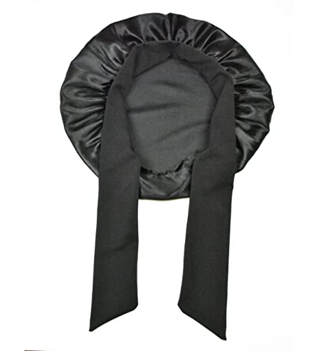 Silk Bonnets Satin Bonnet for Women Curly Hair Covers Large Sleep Hair Bonnets Sleeping Night Cap Silk Bonnet with Tie Band Black