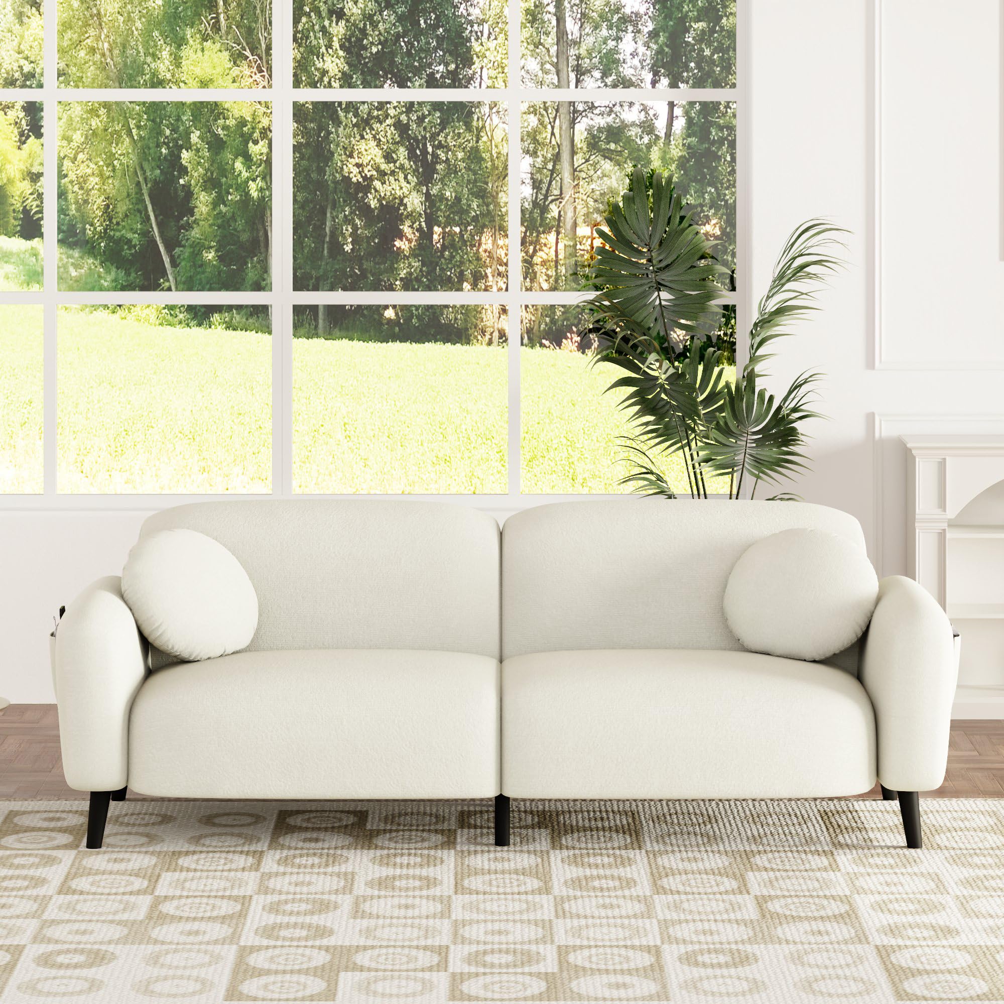 Modern 71*35.5" Loveseat Sofa, Linen Fabric Sofa with Wide Armrests, Stylish and Minimalist 2-3 Seat Couch, Upholstered Loveseat Sofa Couch for Living Room Small Spaces (Dawn Grey-Wide Armrests)