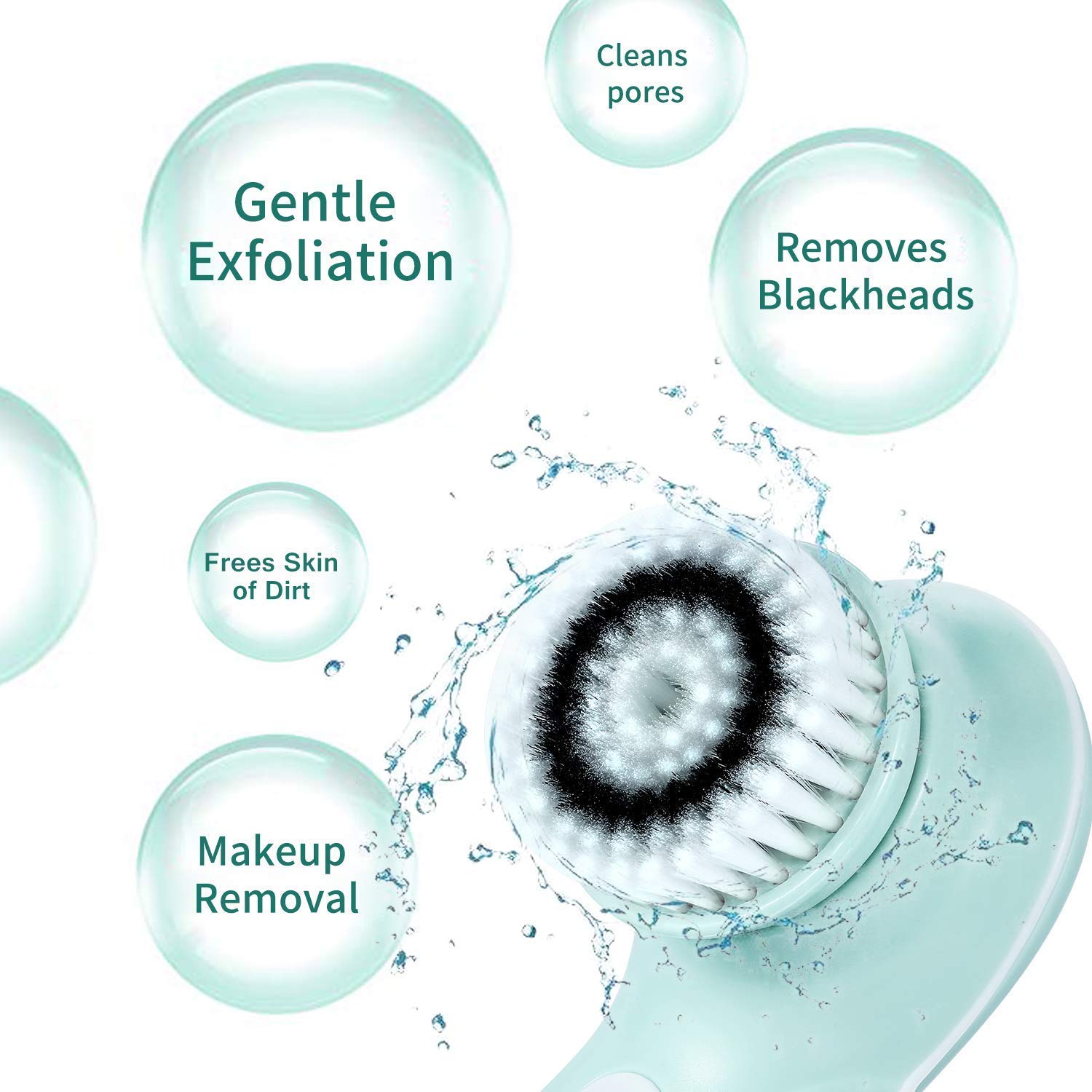 UBBETTER Face Brush Facial Brush Rechargeable Rotating Waterproof Cleansing Brush Set NEW style 2 Speeds With 3 Brush Heads Blackhead Remover Exfoliating Massage