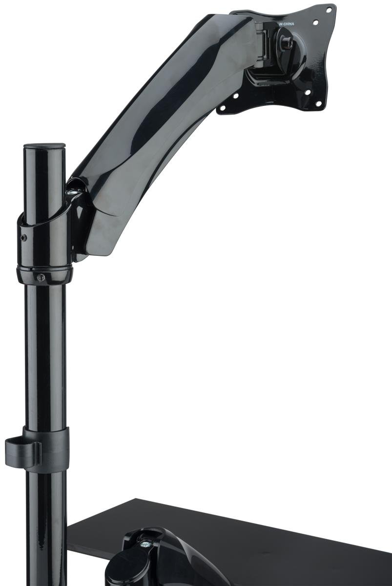 Displays2go Flat Screen Monitor Clamp System has Extendable Bracket, Steel, Aluminum β Black Finish (LMSSWDM2A)