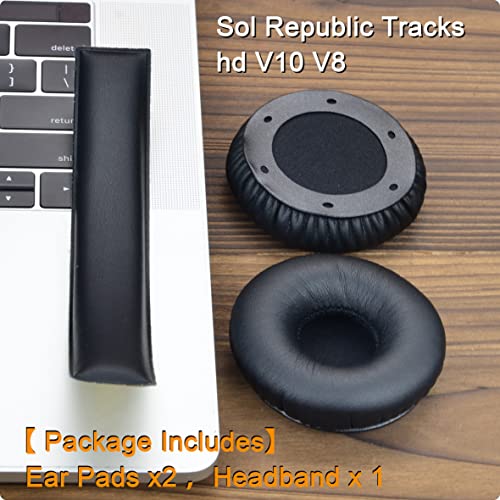 hd V10 V8 Mod Kit β defean Replacement Earpads and Headband Compatible with Sol Republic Tracks hd V10 V8 headsets, Softer Leather,High-Density Noise Cancelling Foam (Earpads + Headband)