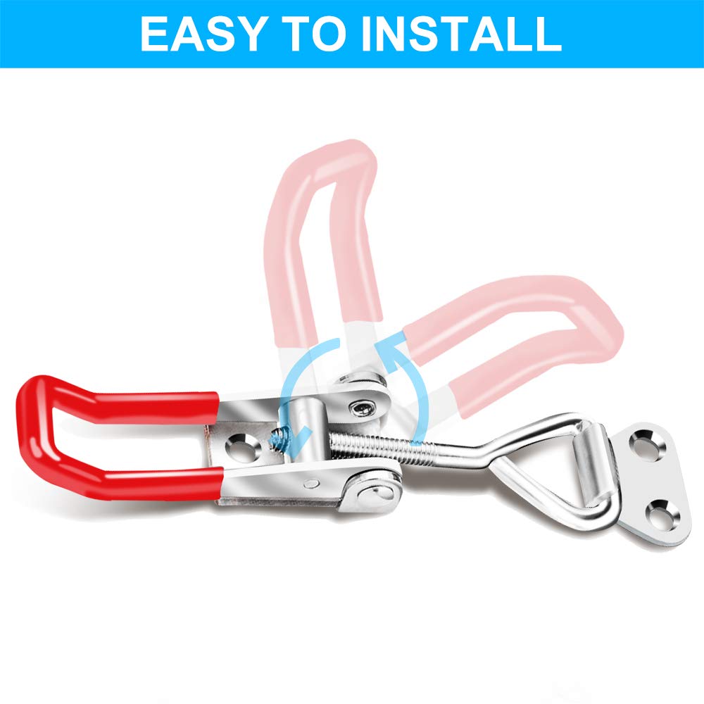 6 Pack Toggle Latch Clamp 4001, Adjustable Latch, Smoker Clamps Heavy Duty Latches, 330Lbs Holding Capacity Pull for Lid Jig, Tool Box Case (24PCS Screws)