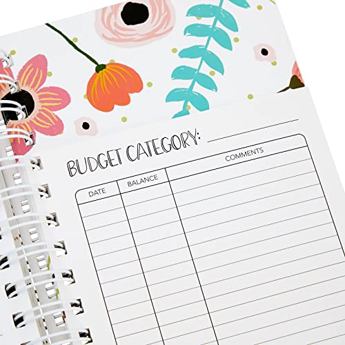 Floral Monthly Budget Planner, Bill Organizer with 24 Pockets, Debt Payoff Tracker, Payment Checklist (5 x 7 In)