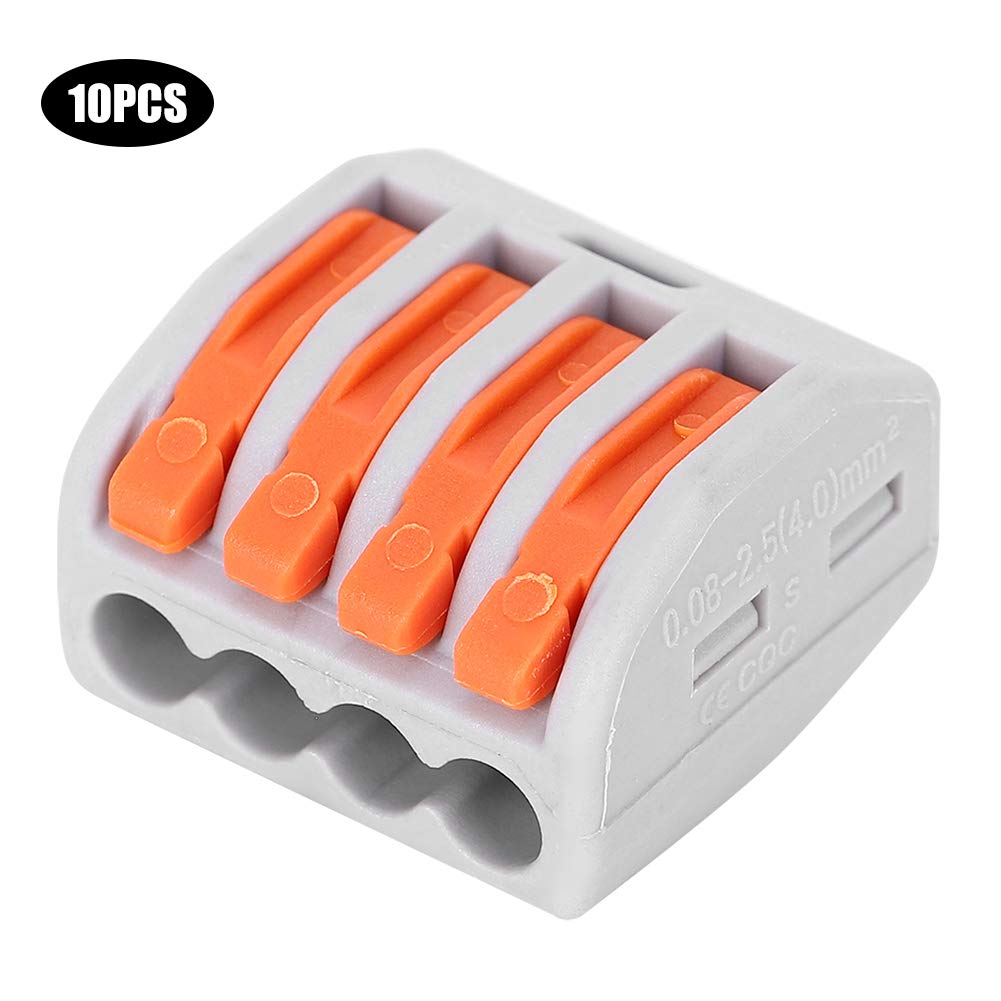 Wire Quick Connector,10pcs PCT-214 Wiring Connectors Terminal Blocks 4 Way Lighting Electrical Cable Fast Connection