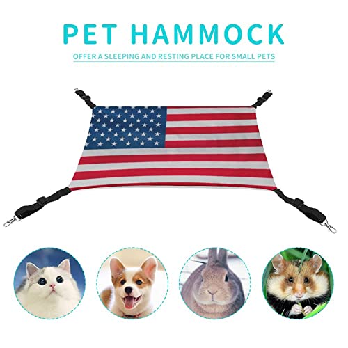 American Flag Pet Hammock Bed Guinea Pig Cage Hammock Small Animal Hanging Bed for Ferret, Chinchilla, Puppy and Other Small Animals