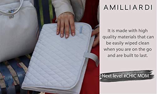 Portable Diaper Changing Pad Stylish & Chic by AMILLIARDI for Travel w/Baby, Infant & Newborn, Changing Mat Portable (Grey)