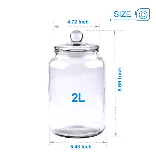 Glass Jars,Candy Jar with Lid For Household,Food Grade Clear Jars - 1/2 Gallon (3)
