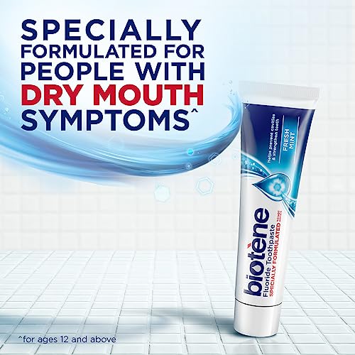 biotène Fluoride Toothpaste for Dry Mouth Symptoms, Bad Breath Treatment and Cavity Prevention, Fresh Mint, 4.3 Ounce (Pack of 1) - Packaging May Vary