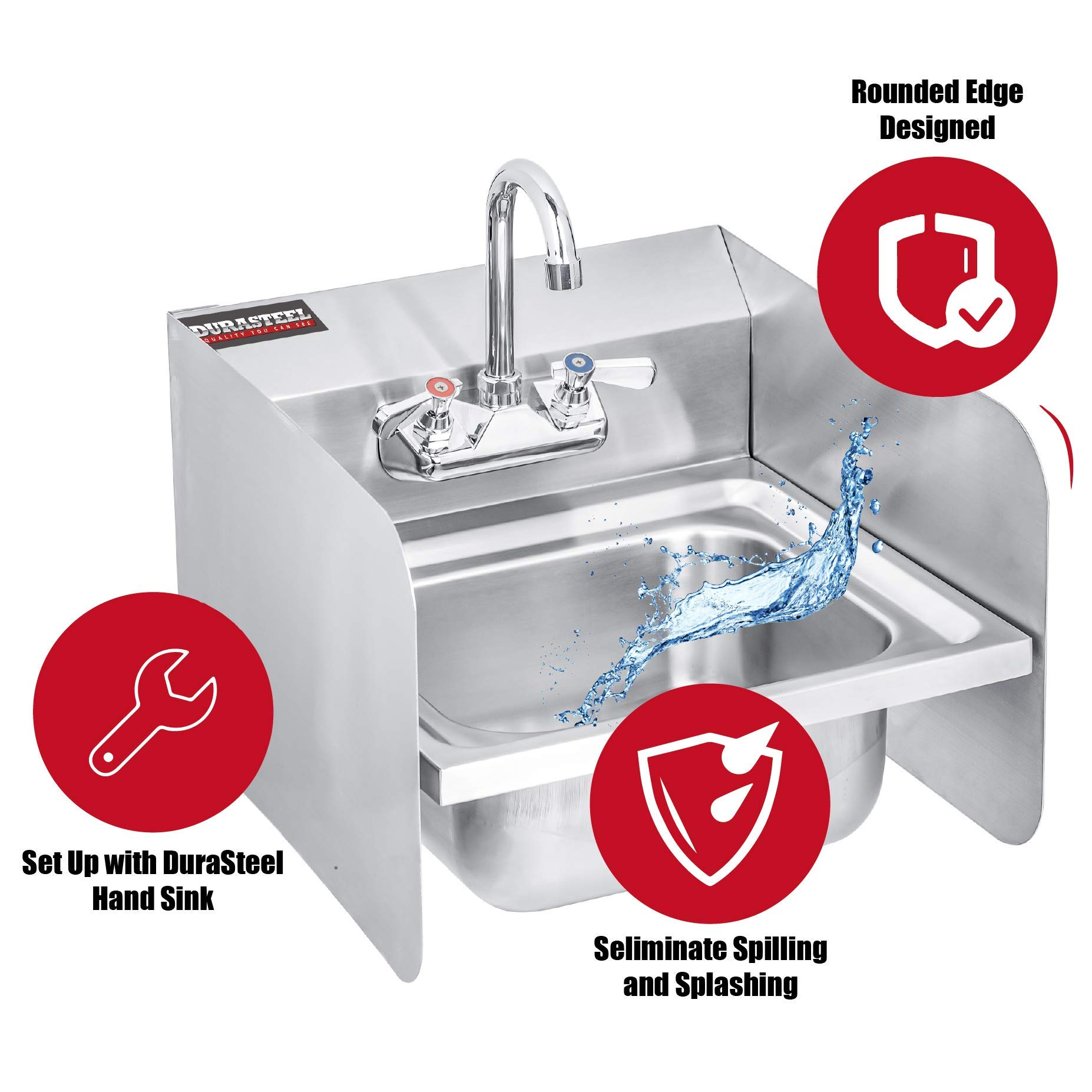 DuraSteel Stainless Steel Splash Guard-15" x 12" Wall Mount Commercial Shield Kitchen Safety & Hygiene Cooking Splatter Screen-Ideal for Hand, Prep, Utility Sink, Silver